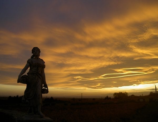 Sunset over Orange in France,