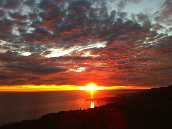 Sunset over Malibu beach, California. U.S.
