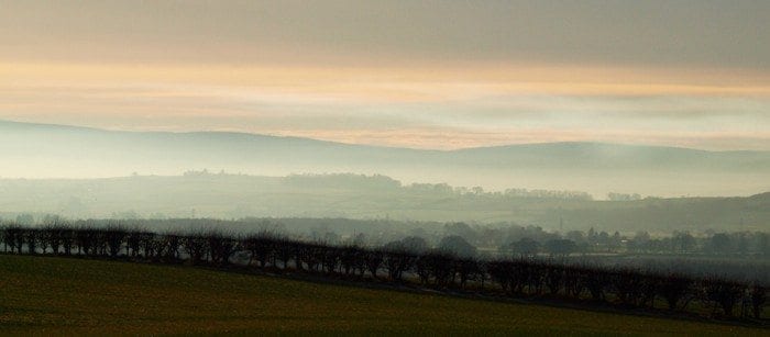 A misty view over The Nith Estuary, Dumfries, Scotland.