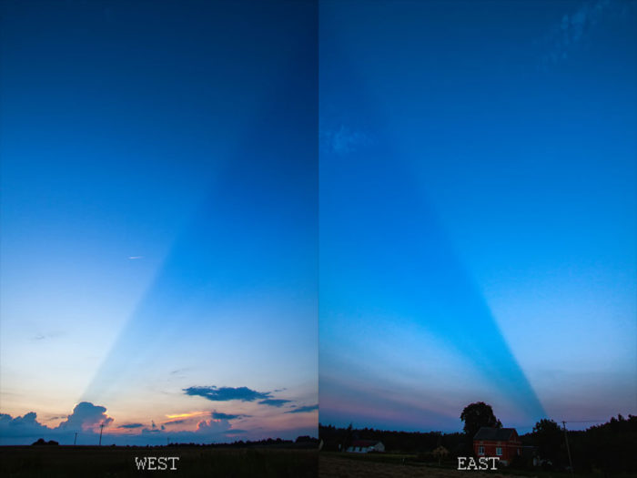 An example of crepuscular and anti-crepuscular rays and shad…