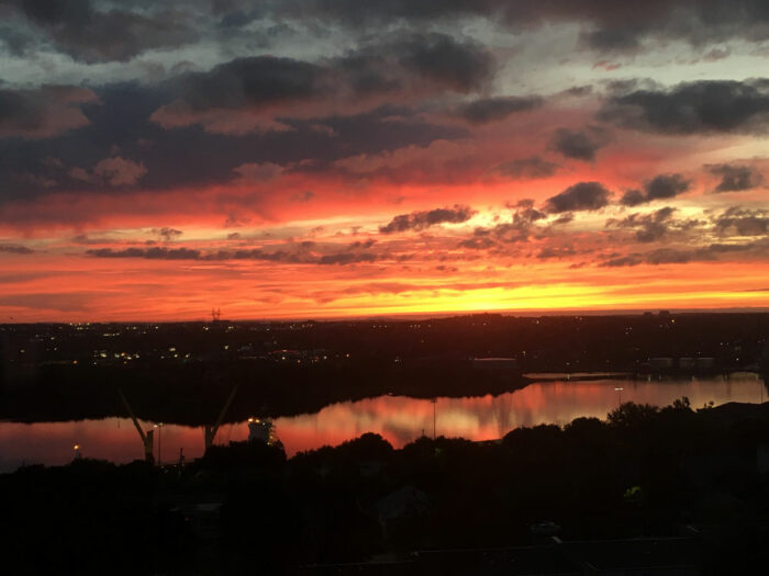 A sunrise over Halifax Harbour, Nova Scotia, Canada.